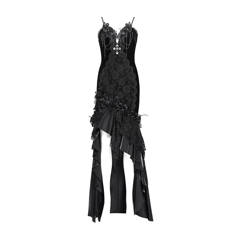 Cressida Gothic Fishtail Dress With | Devi... | DevilFashion