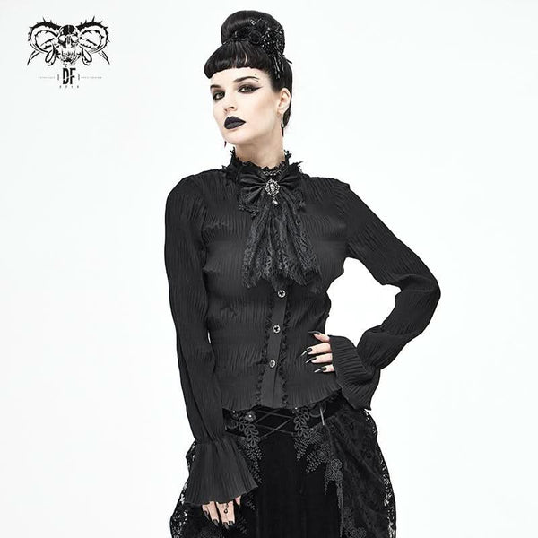 'Wednesday' Gothic Lace Bow Tie (Coal) – DevilFashion Official