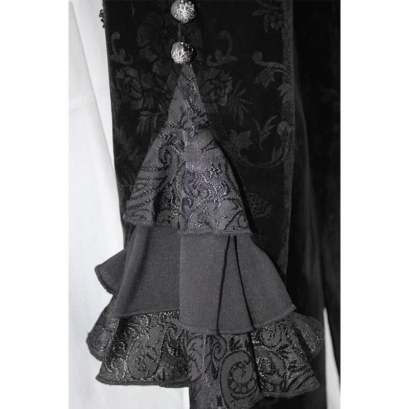 'Lightless Dawn' Gothic Swallow-Tailed Coat with Ruffles – DevilFashion ...