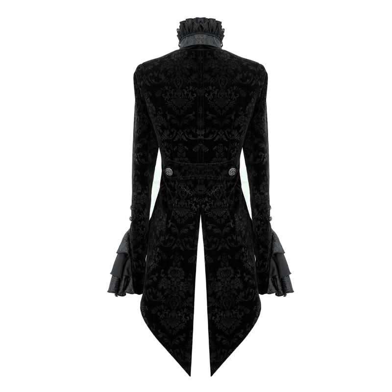 'Lightless Dawn' Gothic Swallow-Tailed Coat with Ruffles – DevilFashion ...