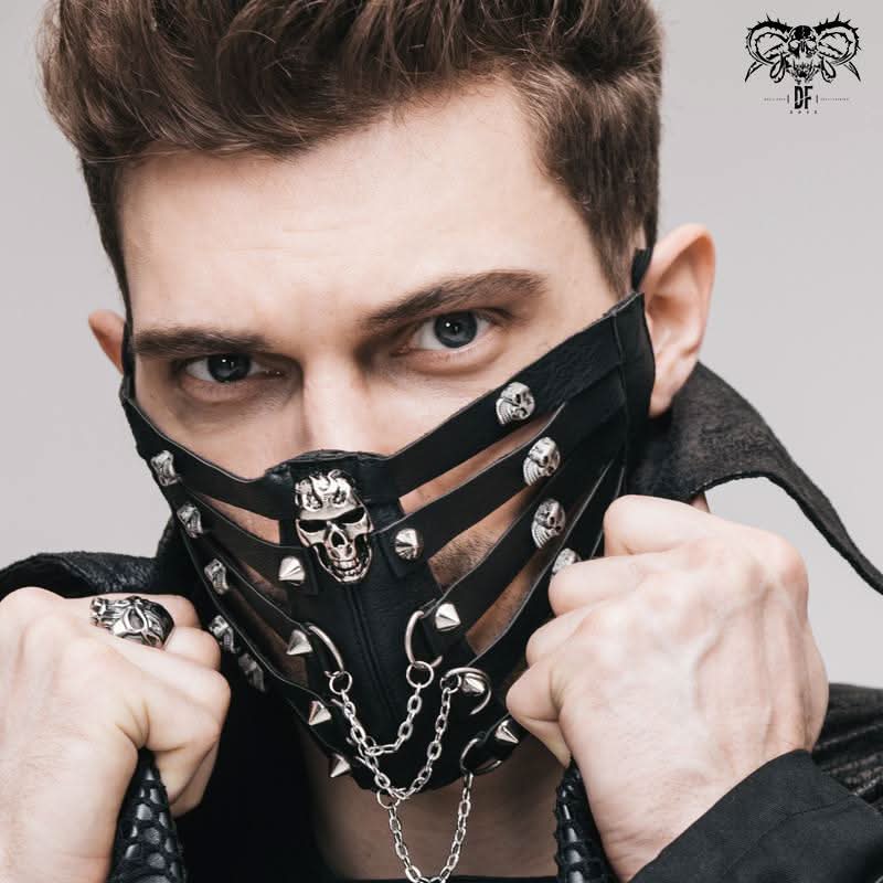 'Black Reaper' Faux Leather Punk Mask – DevilFashion Official