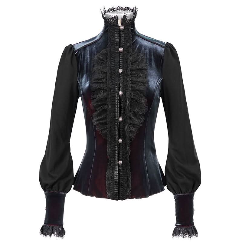 'Starlight Star Bright' Gothic Blouse With Ruffles – DevilFashion Official