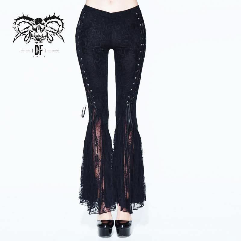 'Dark Drapery' Gothic Bell-Bottom Pants – DevilFashion Official