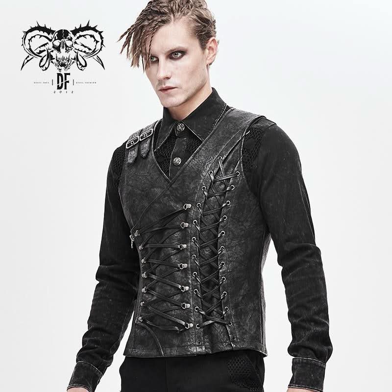 'Acid Rain' Lace Up Punk Vest – DevilFashion Official