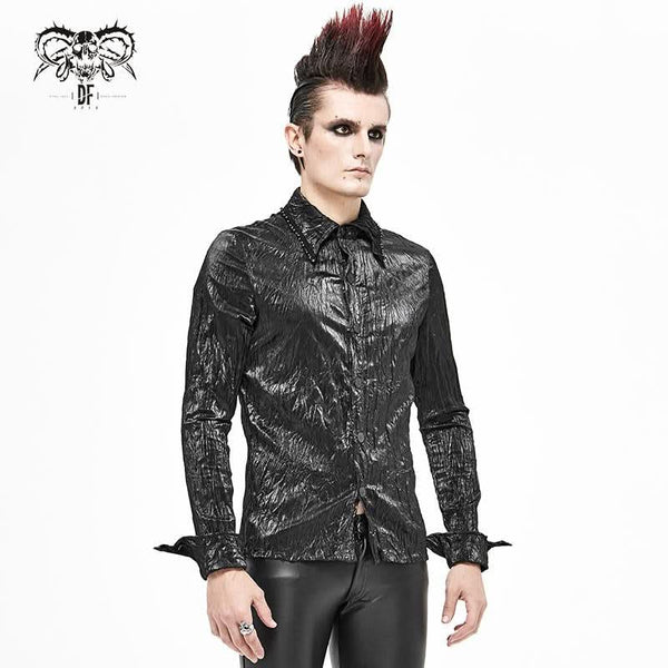 'Gunshot Glitter' Punk Crumpled Button Up Shirt – DevilFashion Official